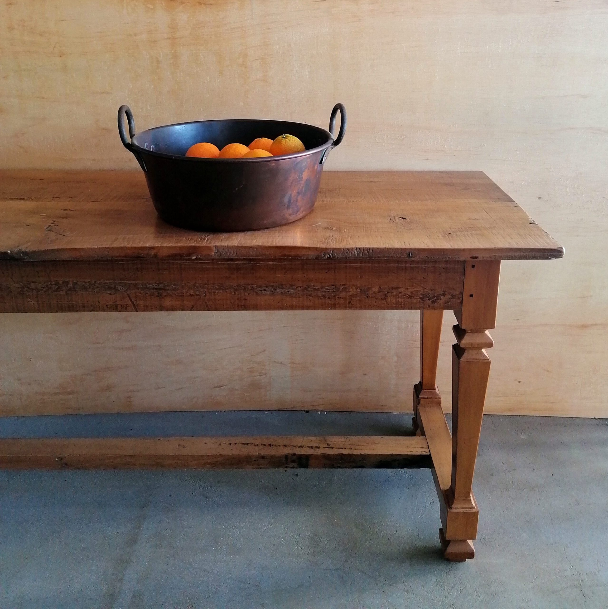 Narrow stretcher table made from reclaimed 19th century yellowwood ...