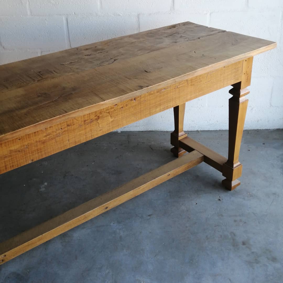 Stretcher table made from reclaimed 19th century dark yellowwood ...